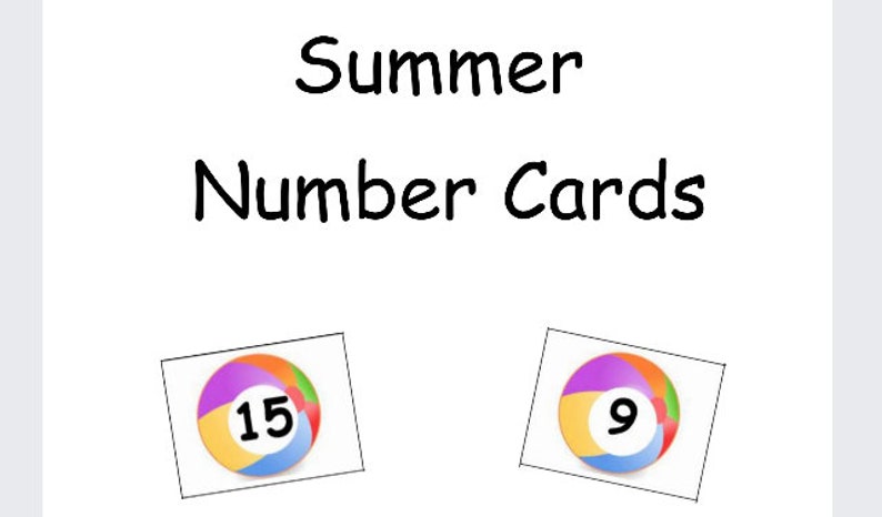Summer Number Cards - Etsy