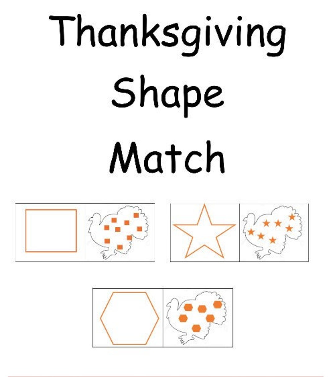 Thanksgiving Shape Matching Cards - Etsy