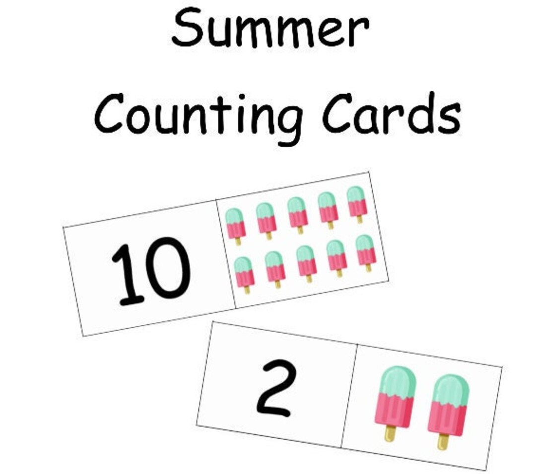 Summer Counting Cards - Etsy