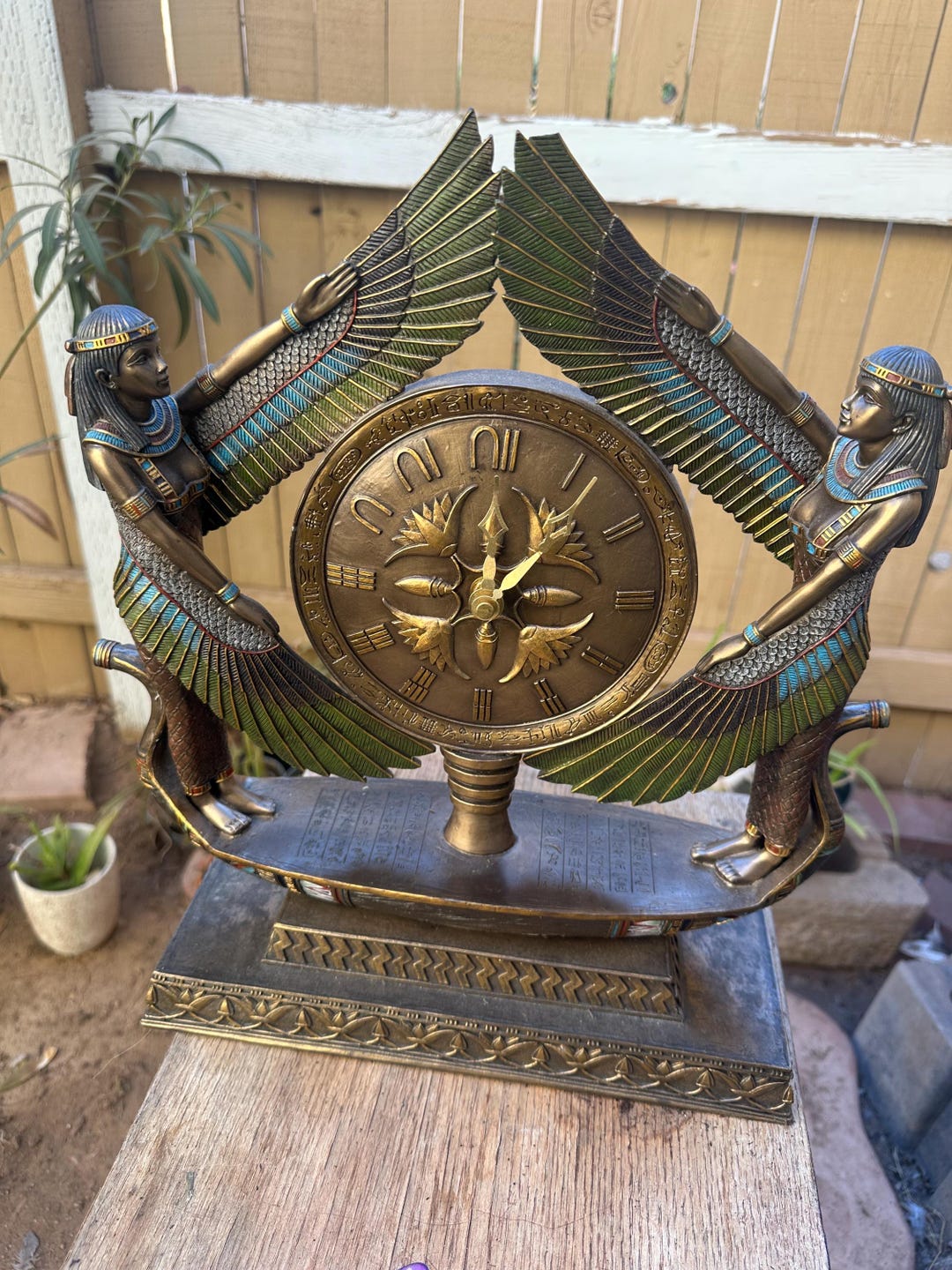 Wings of Isis Goddess Egyptian Clock 16 Analog Egyptian Decor Tabletop ...