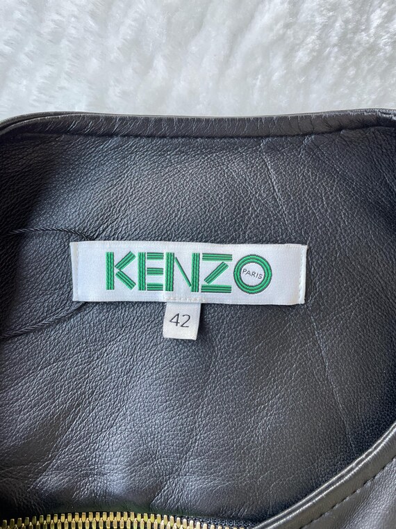 Kenzo Cropped Leather Moto Jacket - Gem