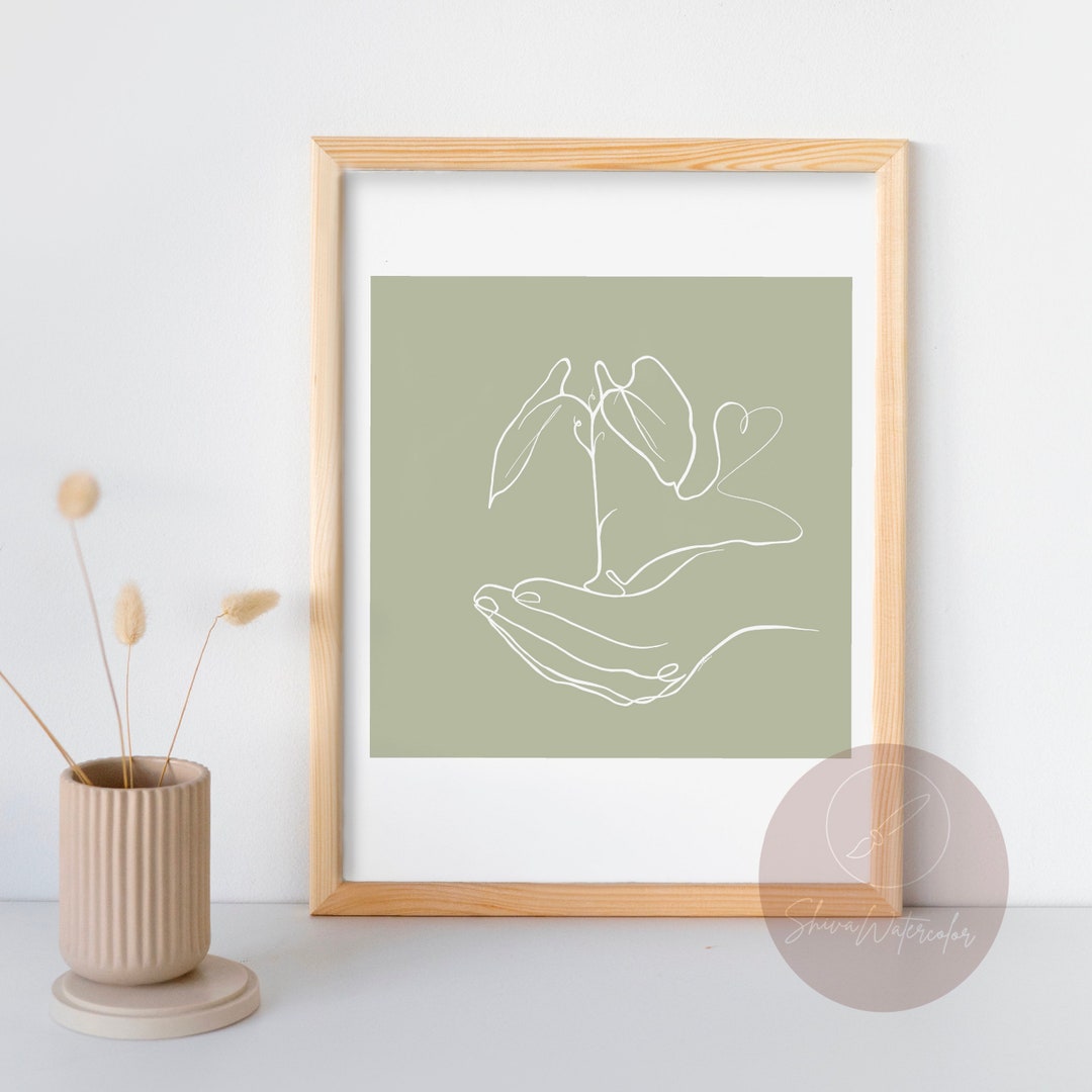 Custom Continuous One Line Drawing of Hands Minimalist Wall Art Print ...