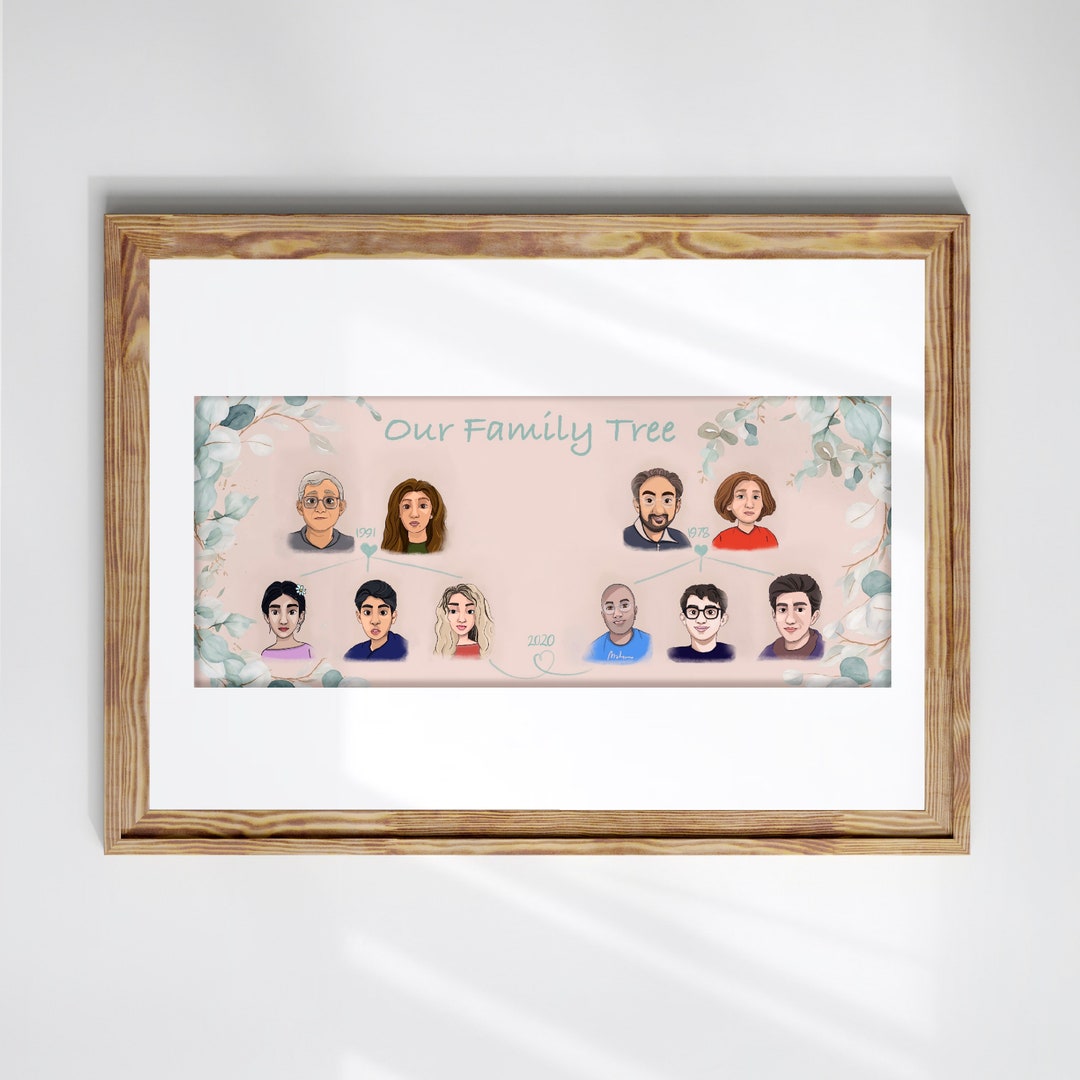 Extended Family Tree Illustration From Photo, Custom Family Tree ...