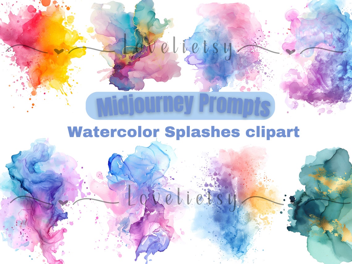 Midjourney Prompts for Watercolor Splash Clipart - Etsy