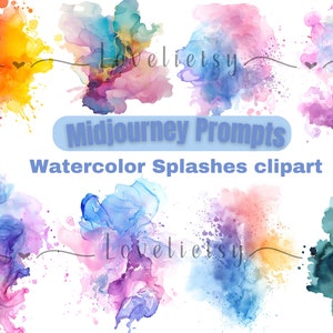 Midjourney Prompts for Watercolor Splash Clipart - Etsy