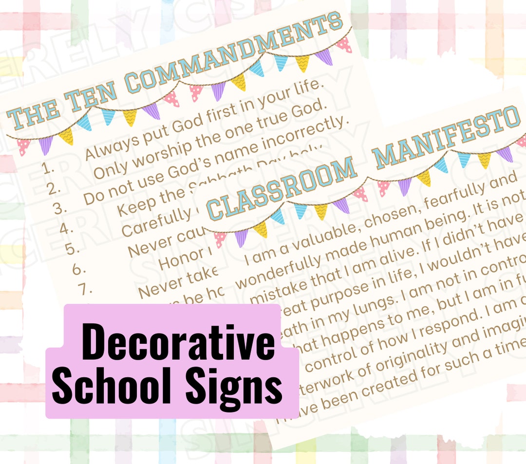 Classroom Decor Signs | Christian School Declarations | the Ten ...