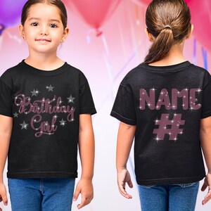 Custom Birthday Girl With Stars Two-sided Design Rhinestone T-shirt ...
