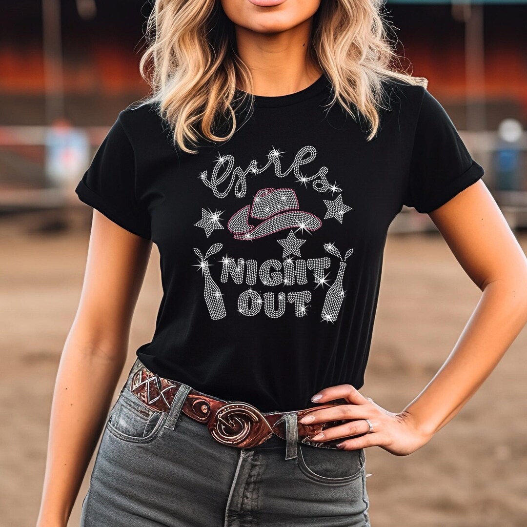 Girl Night Out Rhinestone T-shirt, Stylish & Comfortable Shirt for Her ...