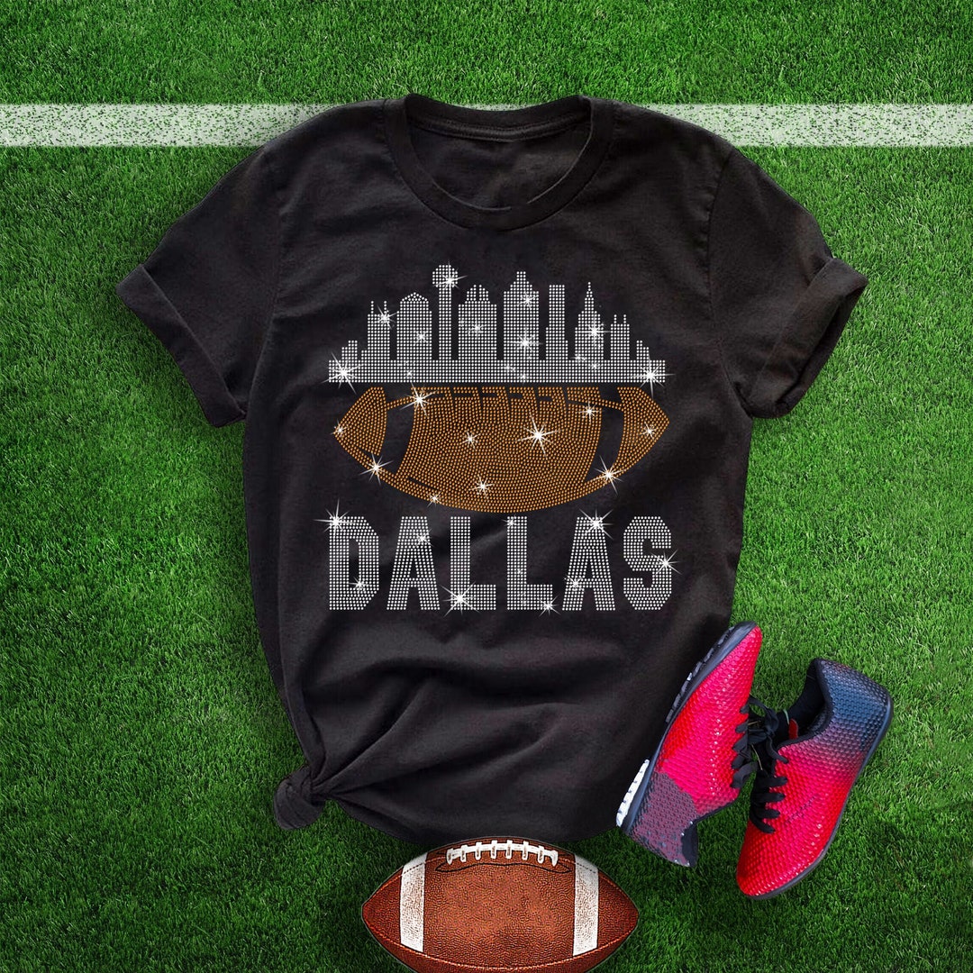Dallas Football Rhinestone Shirt, Shiny Chic Bling Glitter Shirt, Game ...