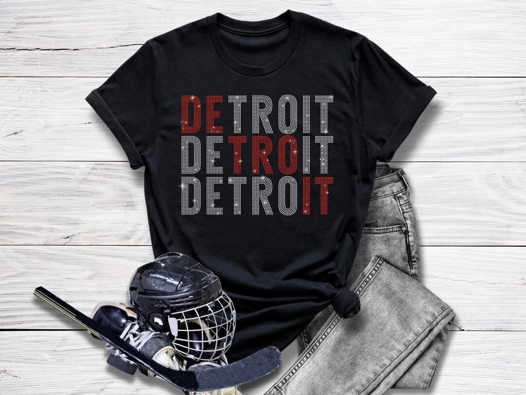 Detroit Rhinestone Shirt, Hockey Team Retro Sweatshirt, Unisex Fans ...