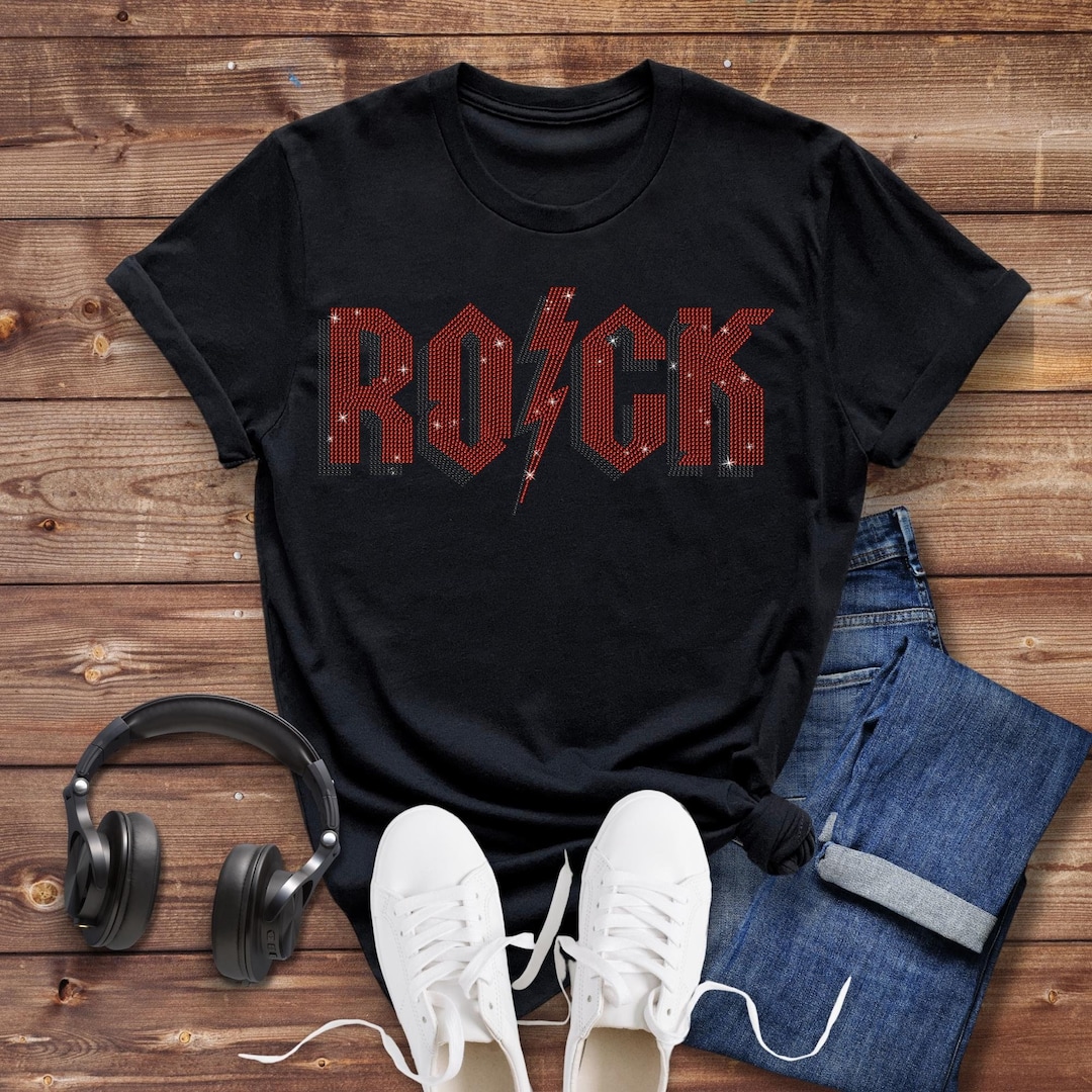 Retro Rock Music Rhinestone T-shirt, Concert Lovers Shirt Gift for Rock ...