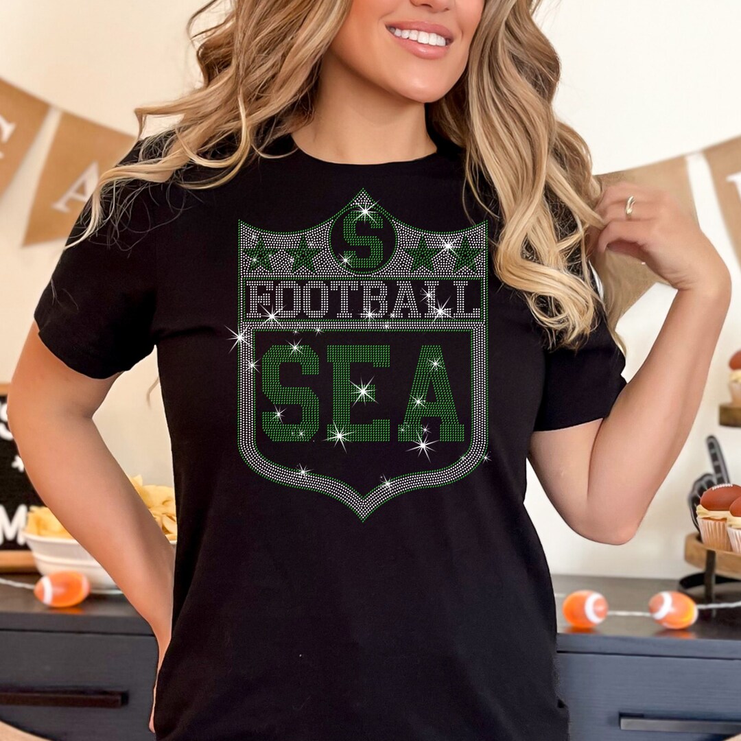 Seattle Rhinestone Shirt, Stylish Football Team T-shirt for Game Day ...