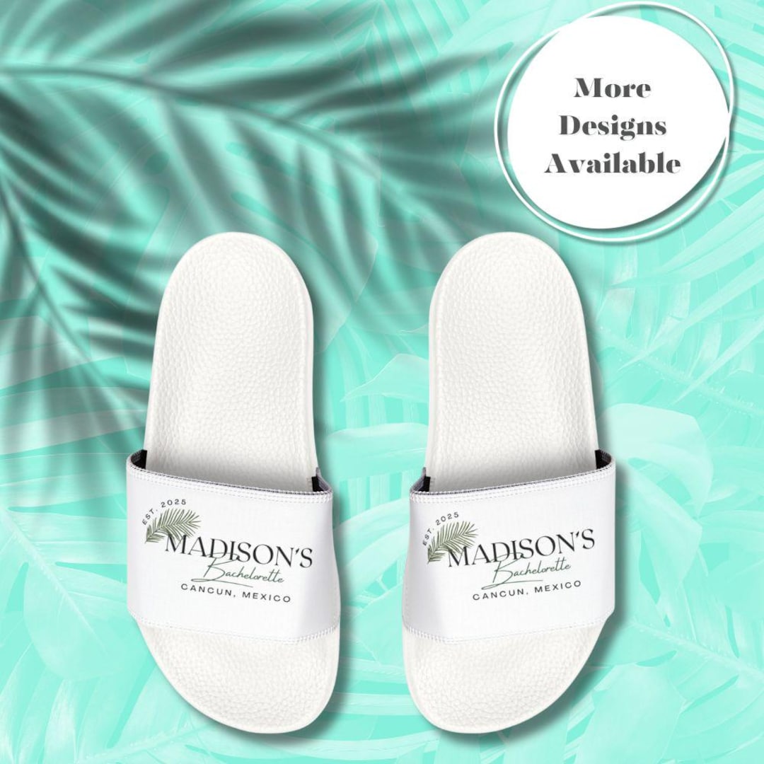 Tropical Theme Bachelorette Custom Sandals, Bridal Party Slides ...