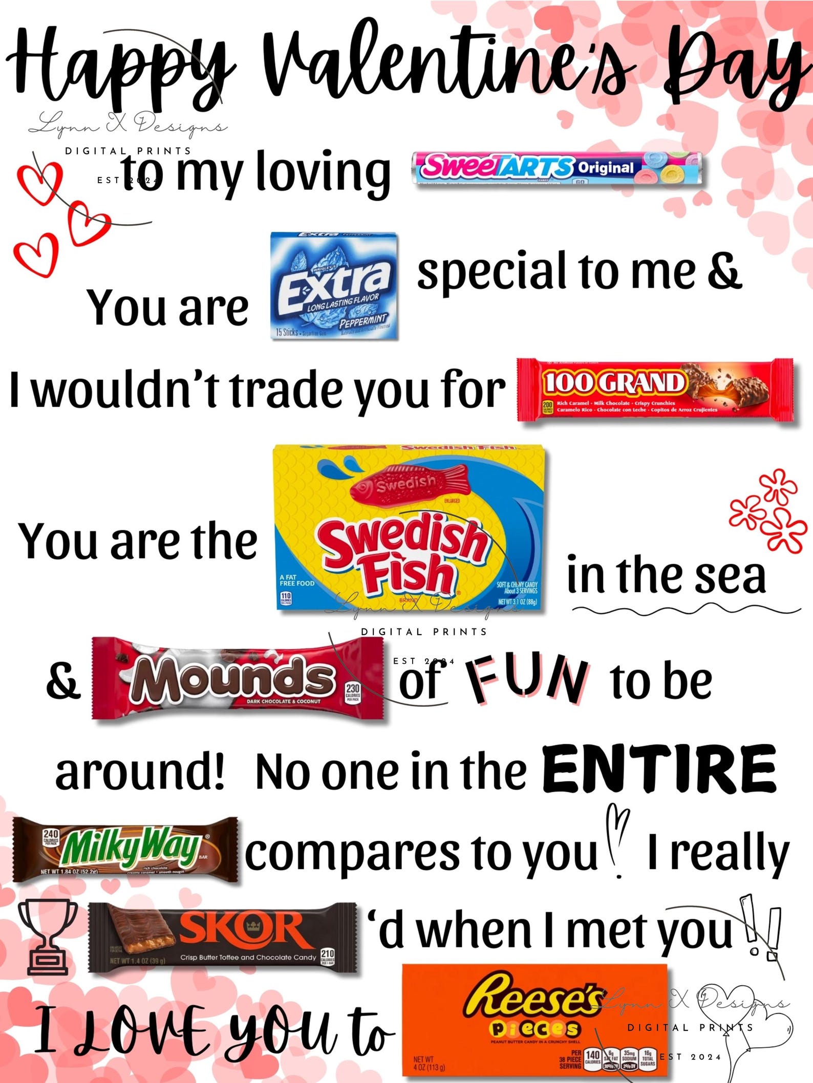 Valentine's Day Candy Poster | Digital Download | Valentines Day Card ...