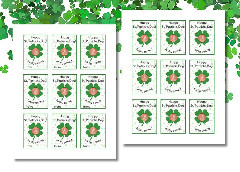 Printable St Patricks Day Lucky Penny Cards (digital Download) - Etsy