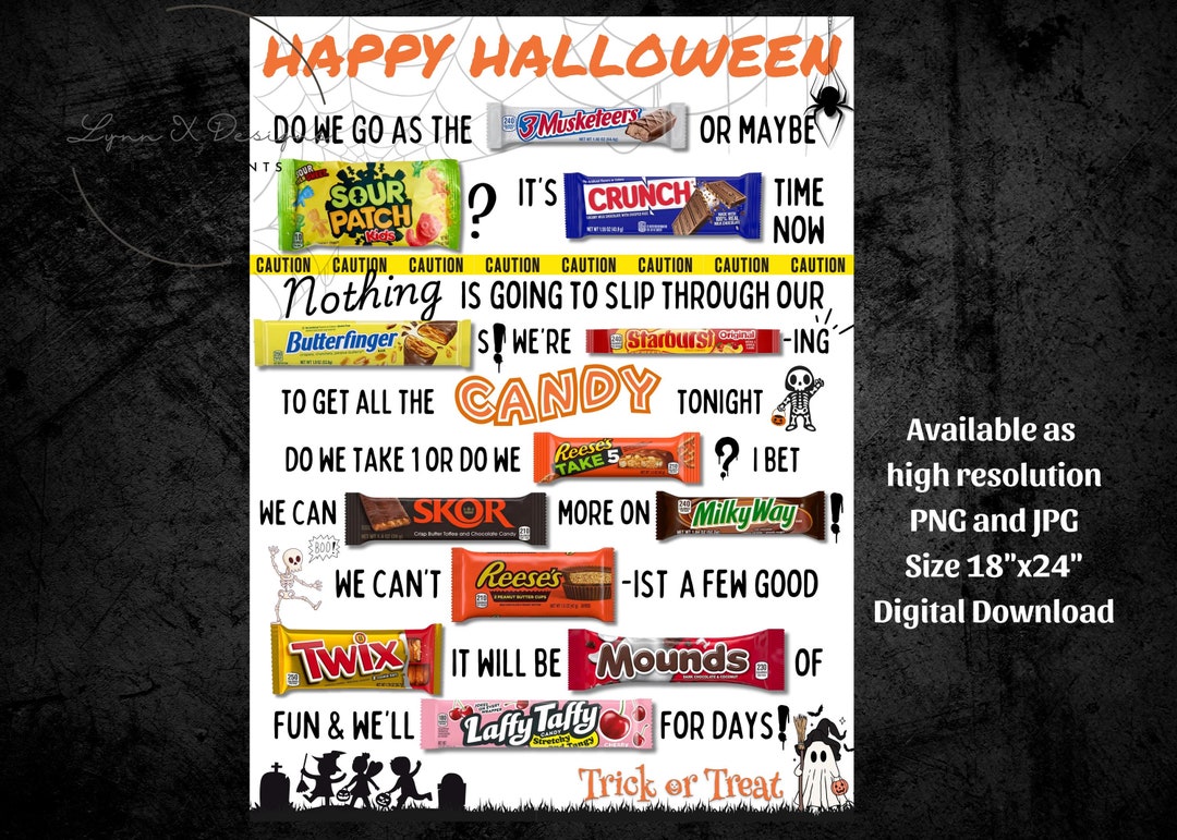 Halloween Candy Poster: Trick-or-treat Printable (digital Download) - Etsy