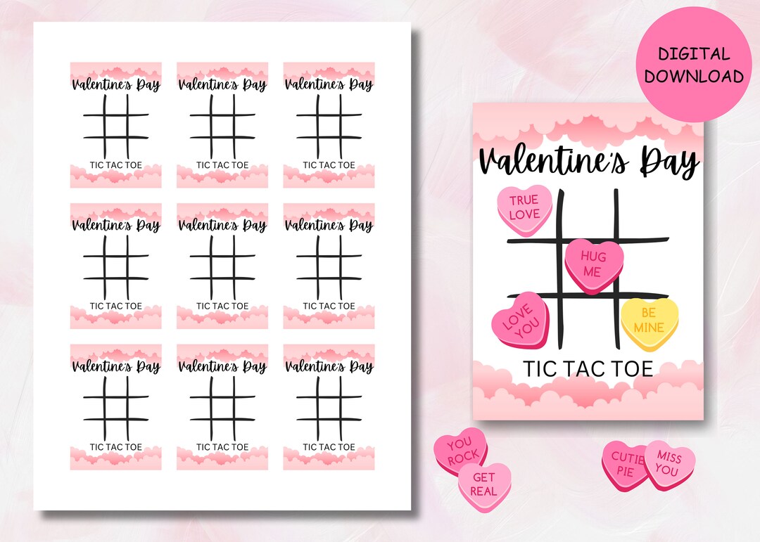 Valentine Tic Tac Toe Candy Tags – Printable Game Cards for Kids ...