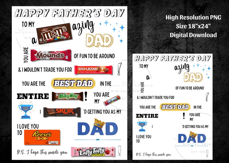 Father's Day Candy Poster: Printable Candy Gram (digital Download) - Etsy