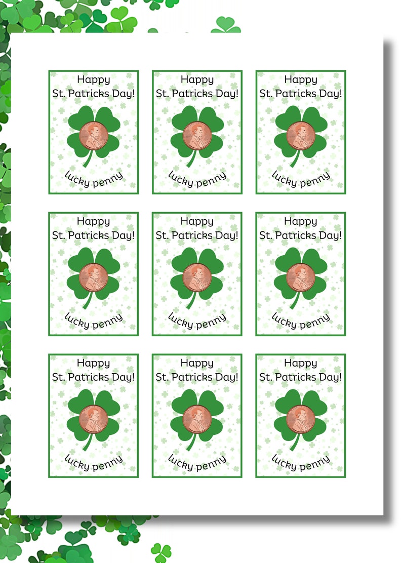 Printable St Patricks Day Lucky Penny Cards (digital Download) - Etsy