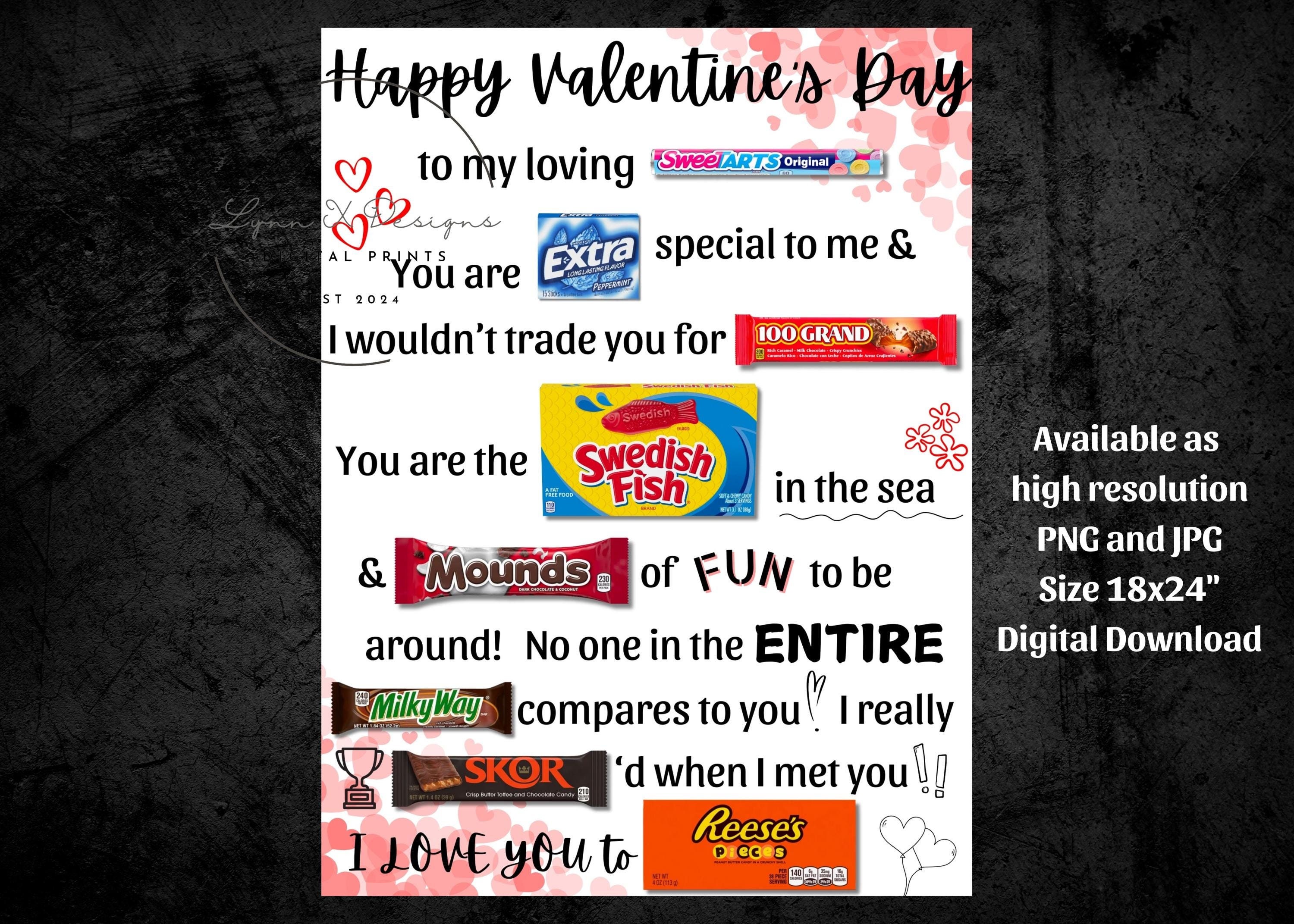 Valentine's Day Candy Poster | Digital Download | Valentines Day Card ...