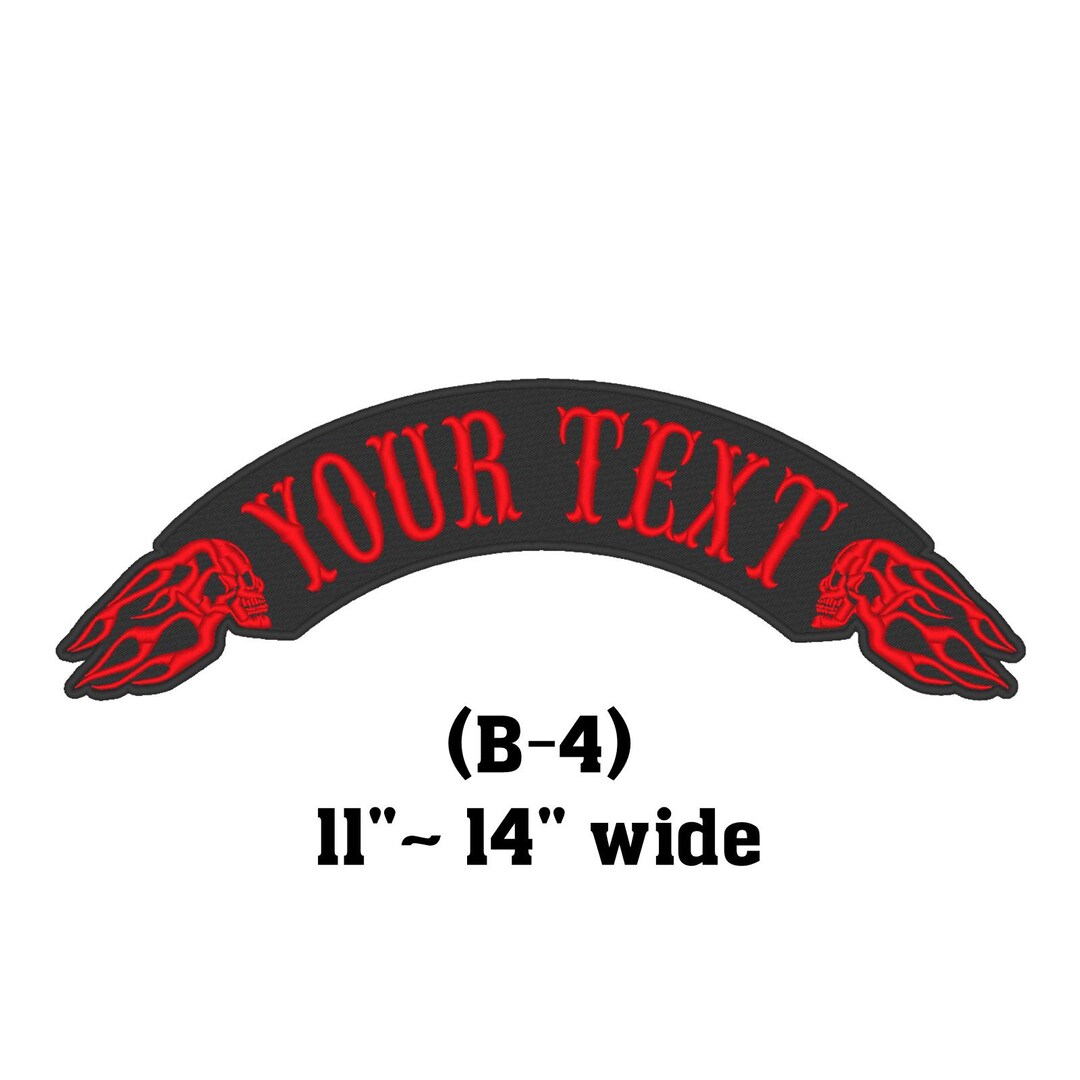 Custom Embroidered Patch - Top Rocker Flame Skull Motorcycle Biker MC ...