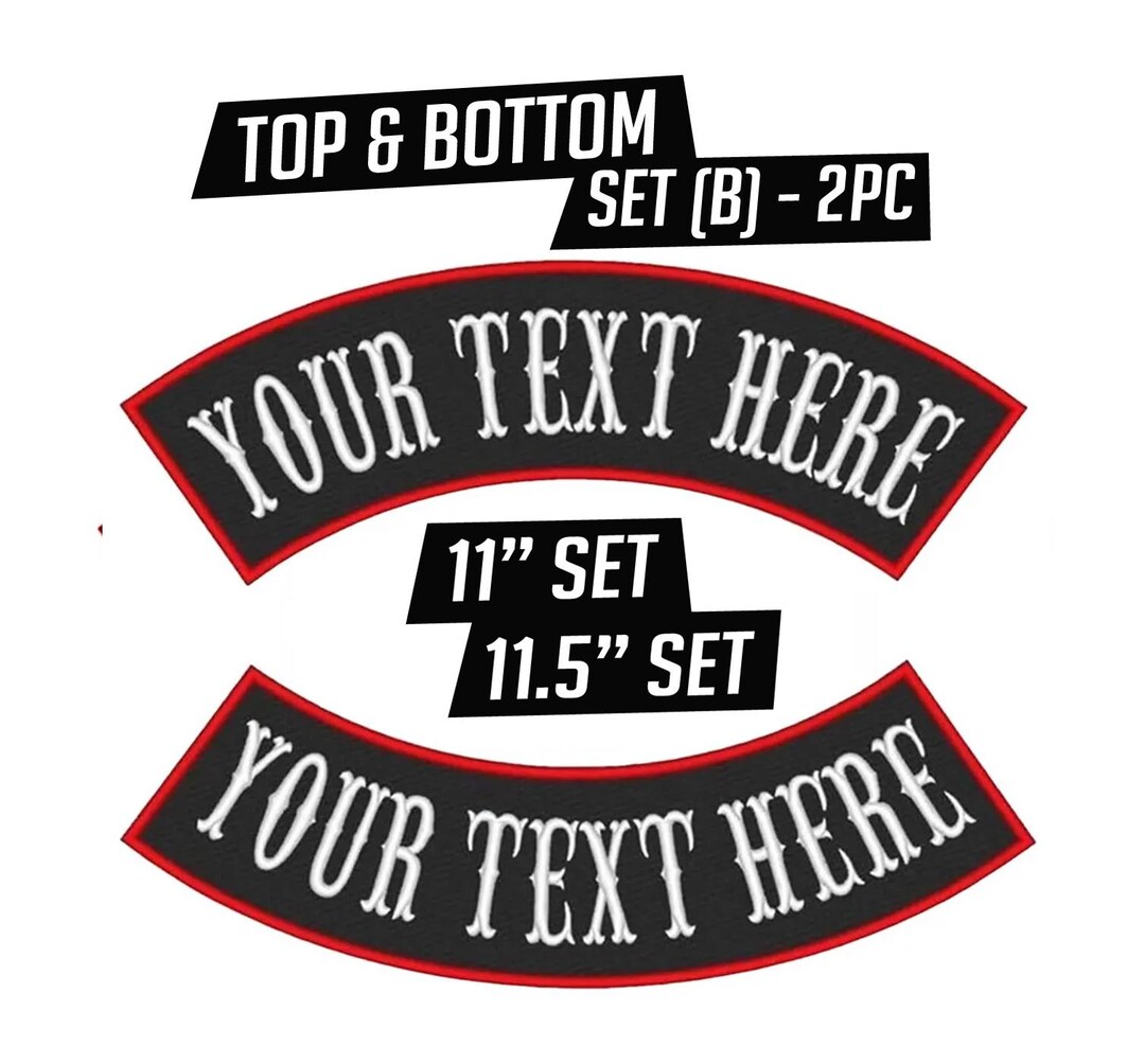 Custom Embroidered Patch - Top and Bottom Rocker Motorcycle Biker MC ...
