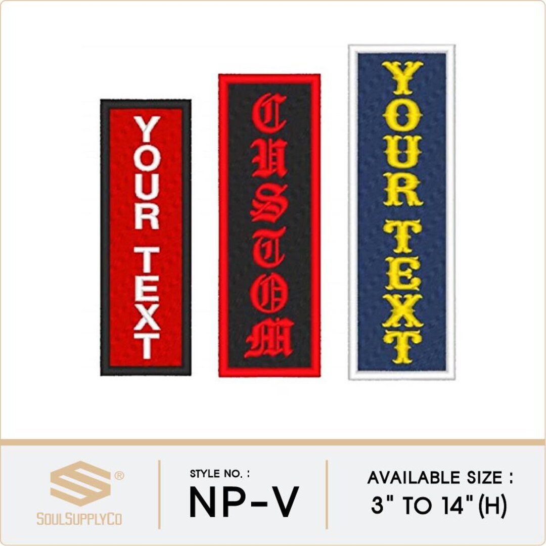 Custom Embroidered Vertical Patch Biker Motorcycle MC Rectangle Name ...