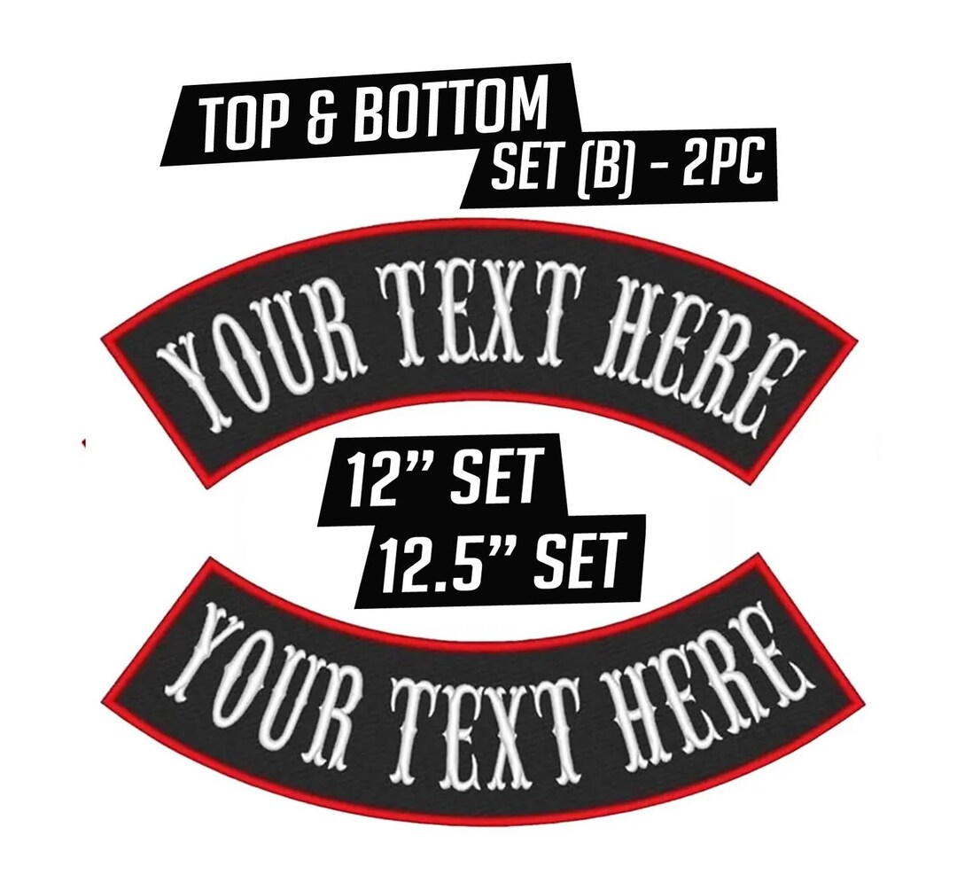 Custom Embroidered Patch - Top AND Bottom Rocker Motorcycle Biker MC ...