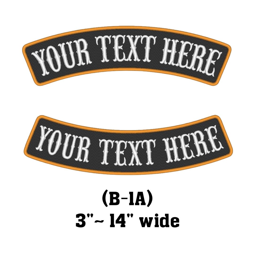 2 PC - Custom Embroidered Patch - Top and Bottom Rocker Motorcycle ...