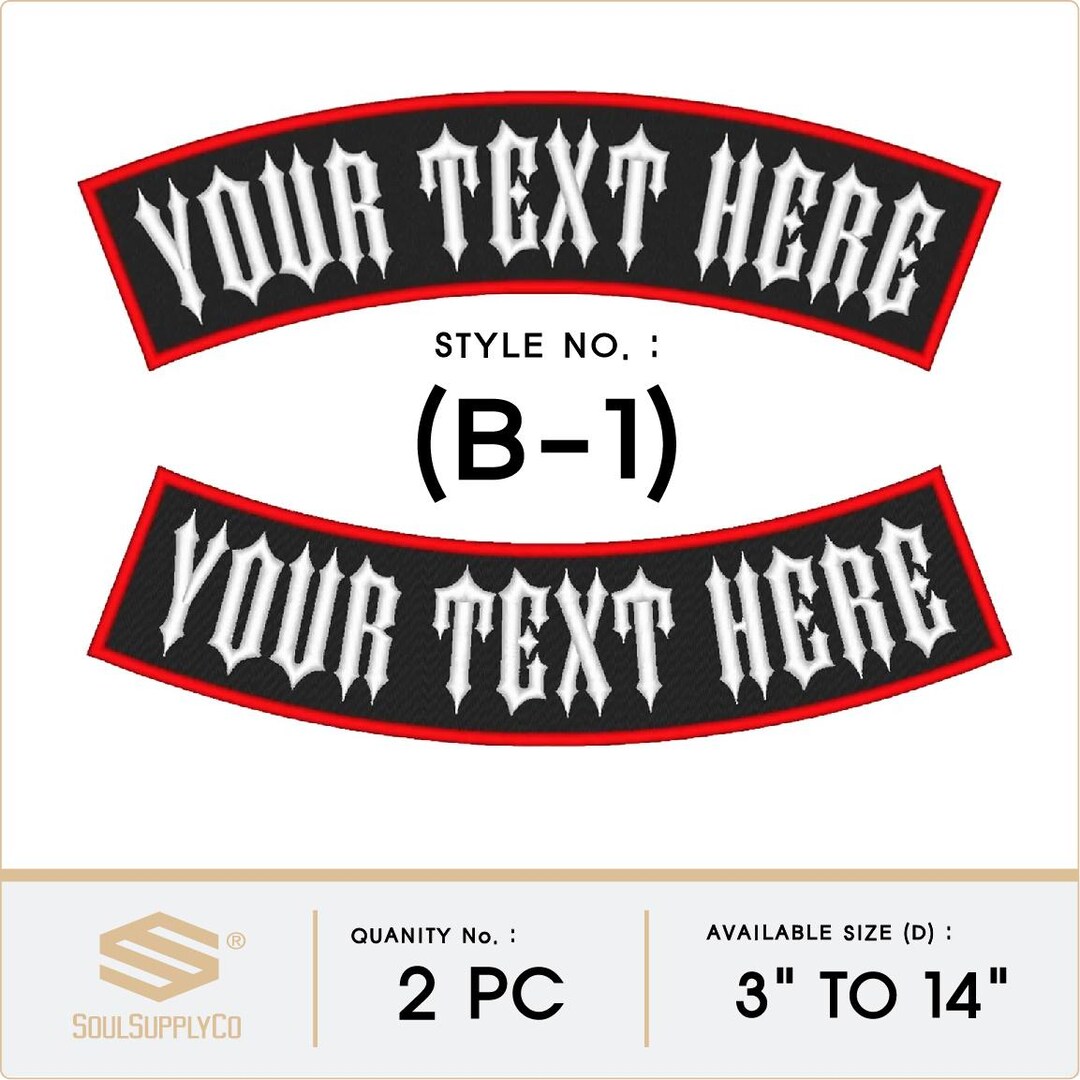 Custom Embroidered Patch - Top and Bottom Rocker Motorcycle Biker MC ...