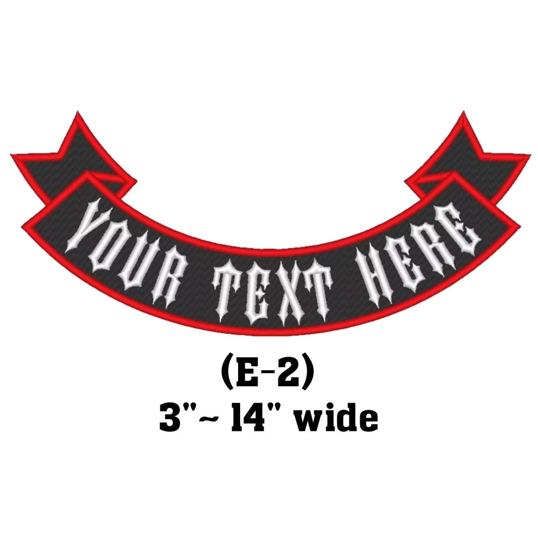 Custom Embroidered Patch - Bottom Ribbon Rocker Motorcycle Biker MC Sew ...