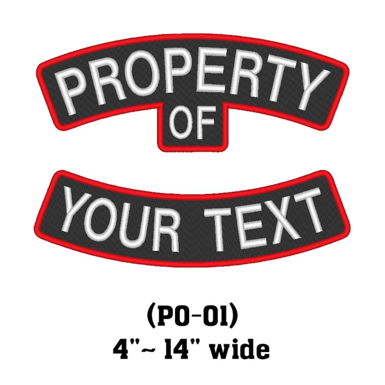 Custom Embroidered Property of Patch - Top and Bottom Motorcycle Biker ...