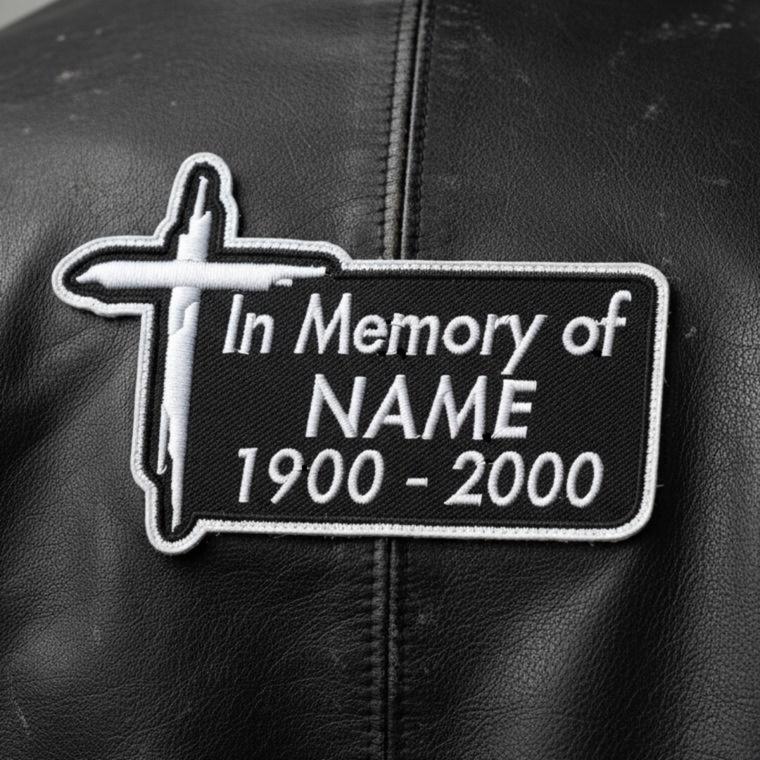 Custom Embroidered Memorial Cross Patch - in Memory of RIP Biker ...
