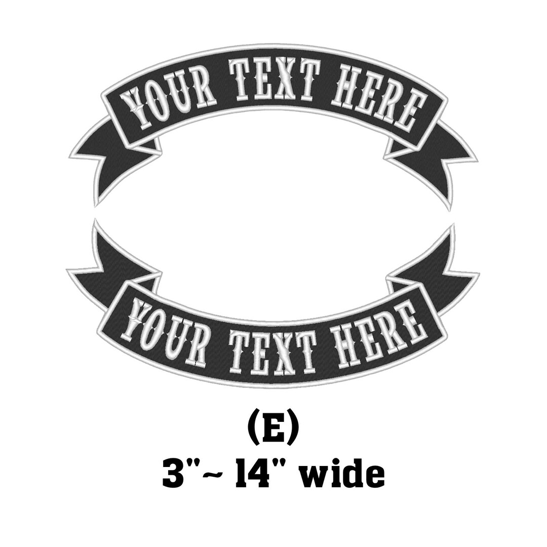 2 PC Custom Embroidered Patch Top and Bottom Ribbon Rocker Motorcycle ...