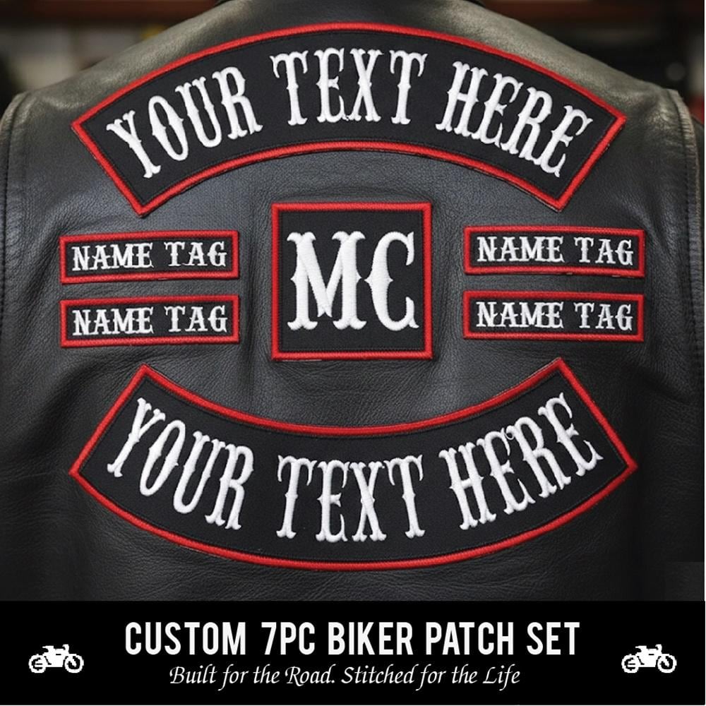 Custom Embroidered 7pc Biker Patch Full Set | Personalized Vest Rockers ...