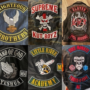 Custom Embroidered Freehand Arch Top Rocker Patch- Motorcycle Biker MC ...
