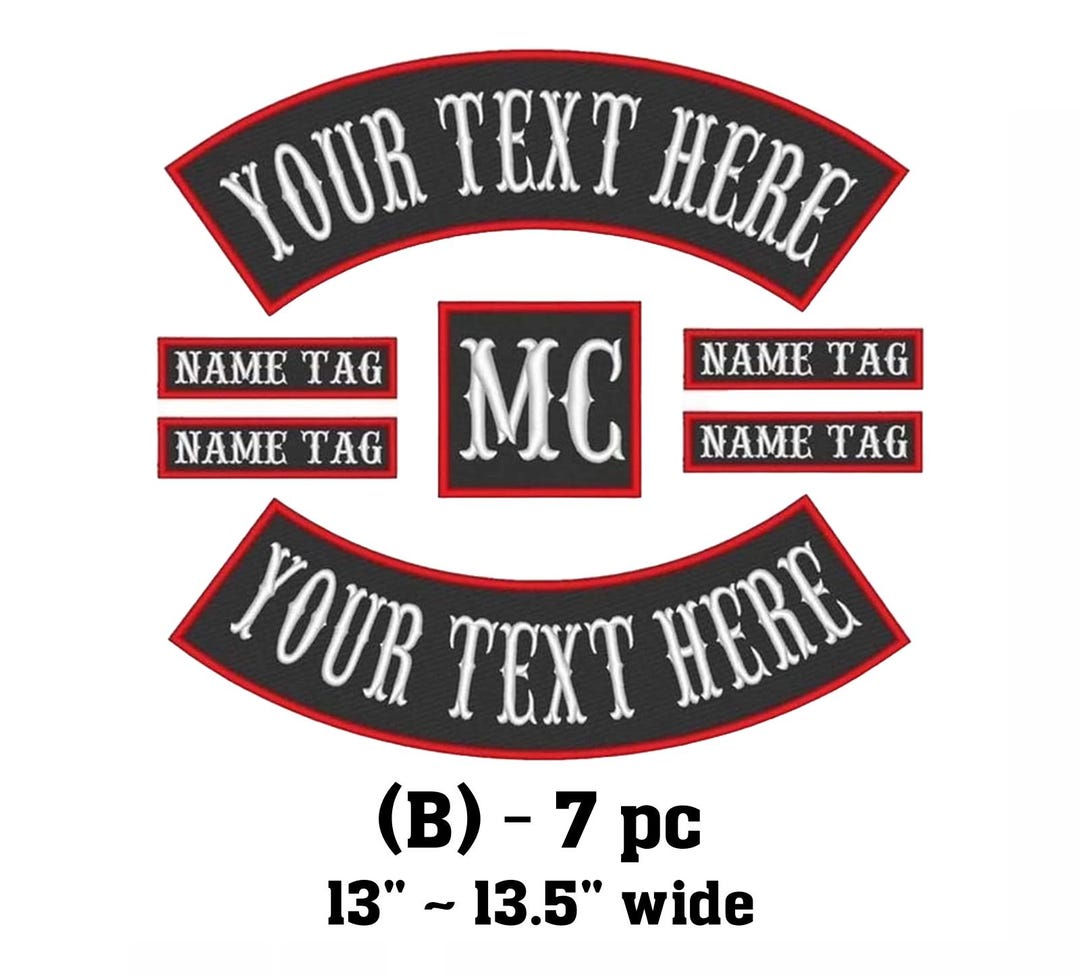 Custom Embroidered Patch - Full Set Top Bottom Rocker Name MC ...