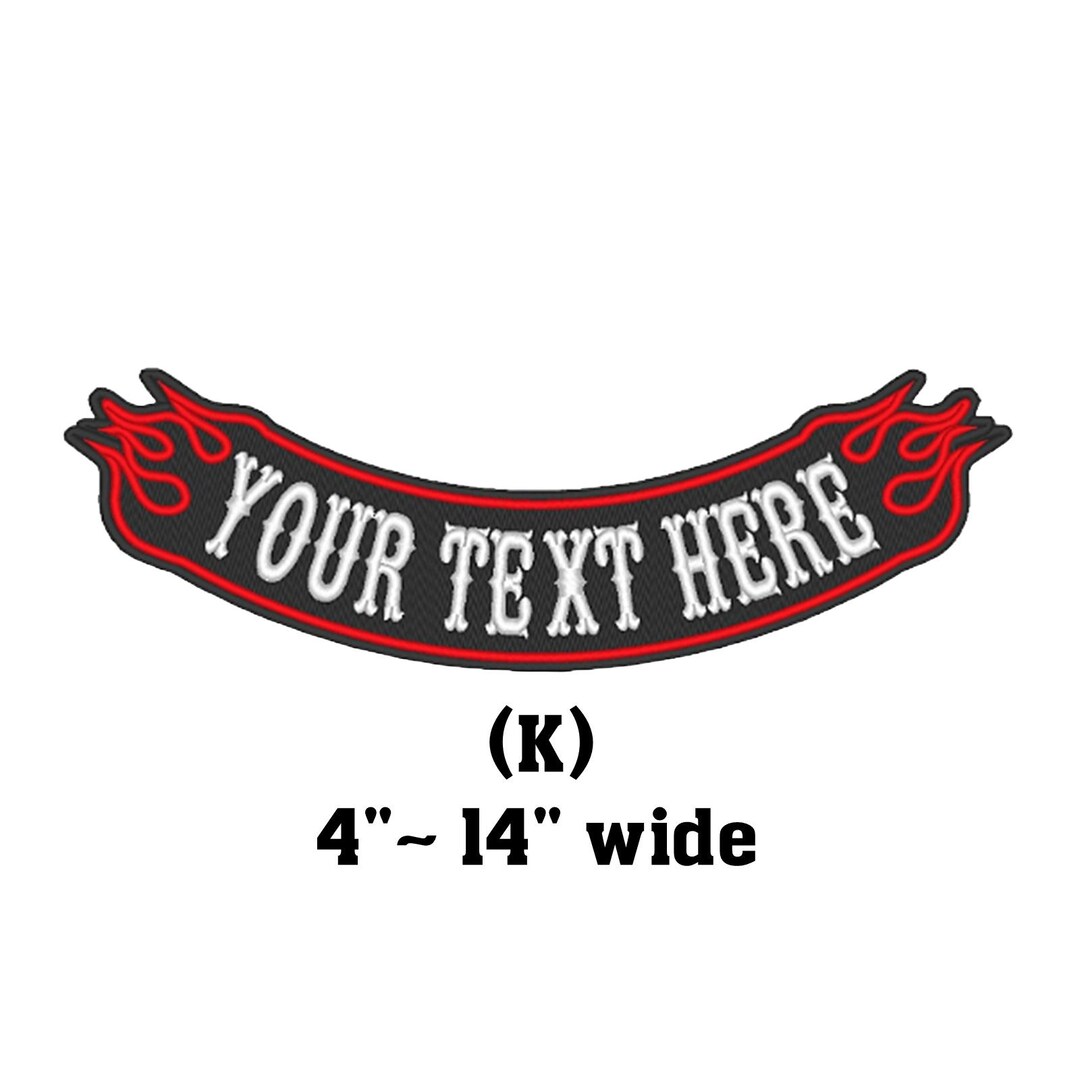 Custom Embroidered Bottom Rocker Patch: Fire Flame Border, Sew-on (4-14 ...