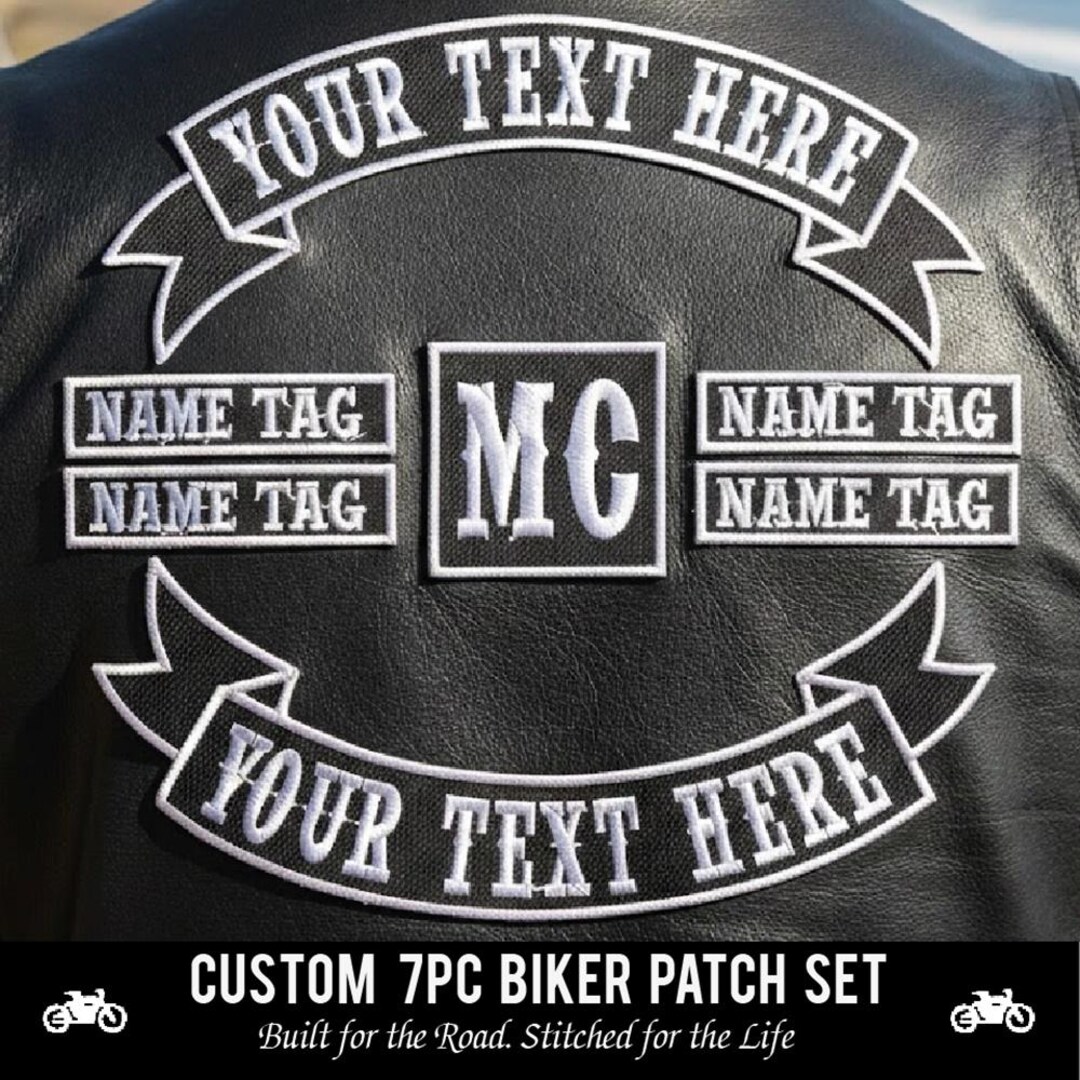 Custom Embroidered 7pc Biker Patch Full Set | Personalized Vest Rockers ...