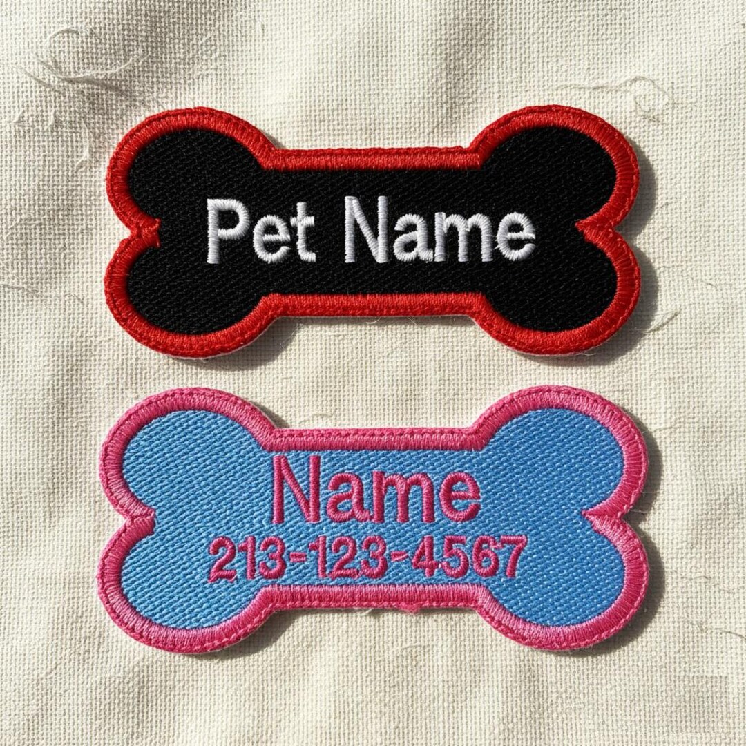 Custom Embroidered Dog Bone Patch - Personalized Pet, Animal, Sew-on ...