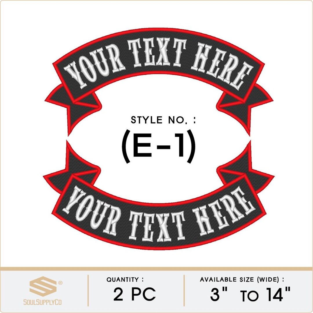 Custom Embroidered Patch - Top and Bottom Ribbon Rocker Motorcycle ...