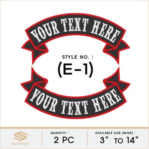 Custom Embroidered Patch - Top and Bottom Ribbon Rocker Motorcycle ...