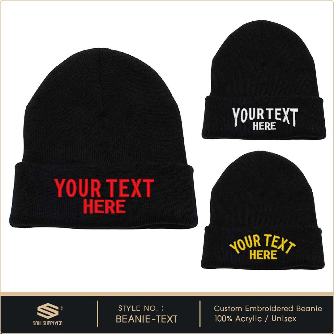 Custom Embroidered Beanie - Personalize Unisex Beanie for Men and Women ...