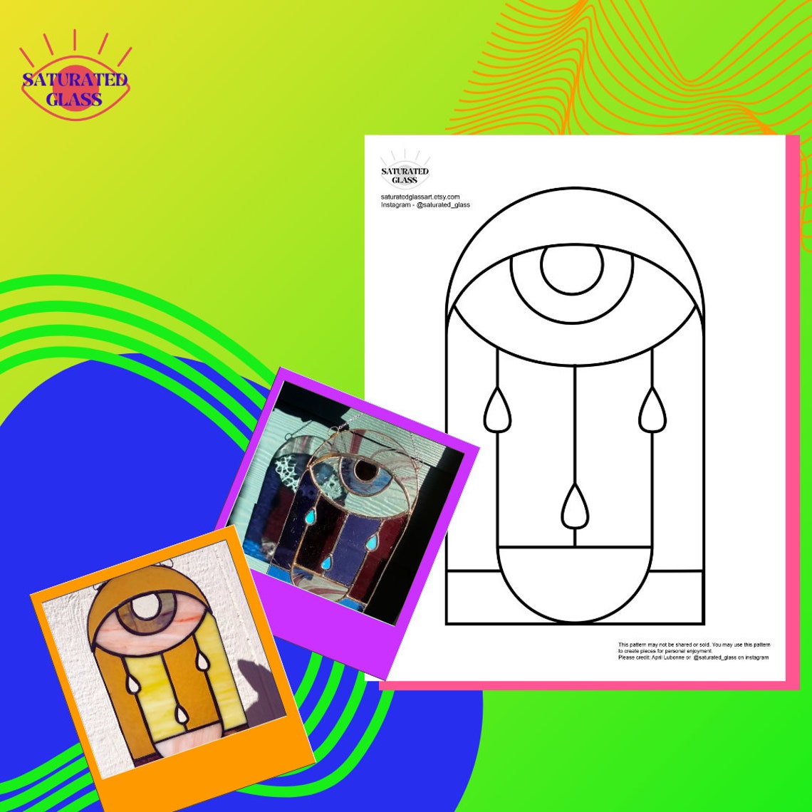 Stainedglass Crying Eye Pattern, Thirdeye Stained Glass Pattern, Craft ...