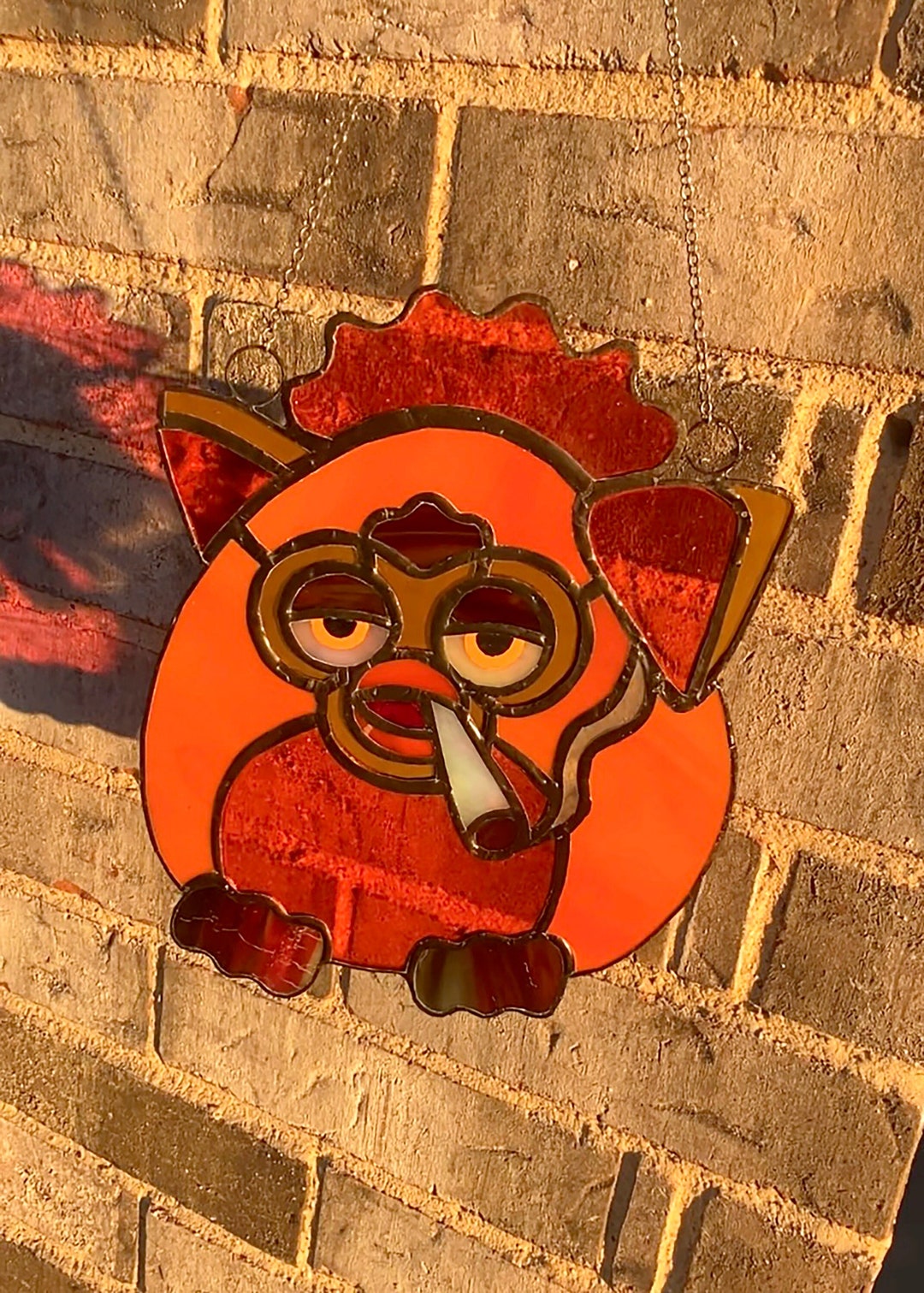 Orange Joint Smoking Furby Suncatcher Stained Glass Picture Home House ...