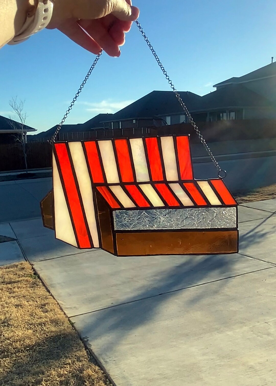 Handcrafted Stained Glass Whataburger Building Replica Orange ...