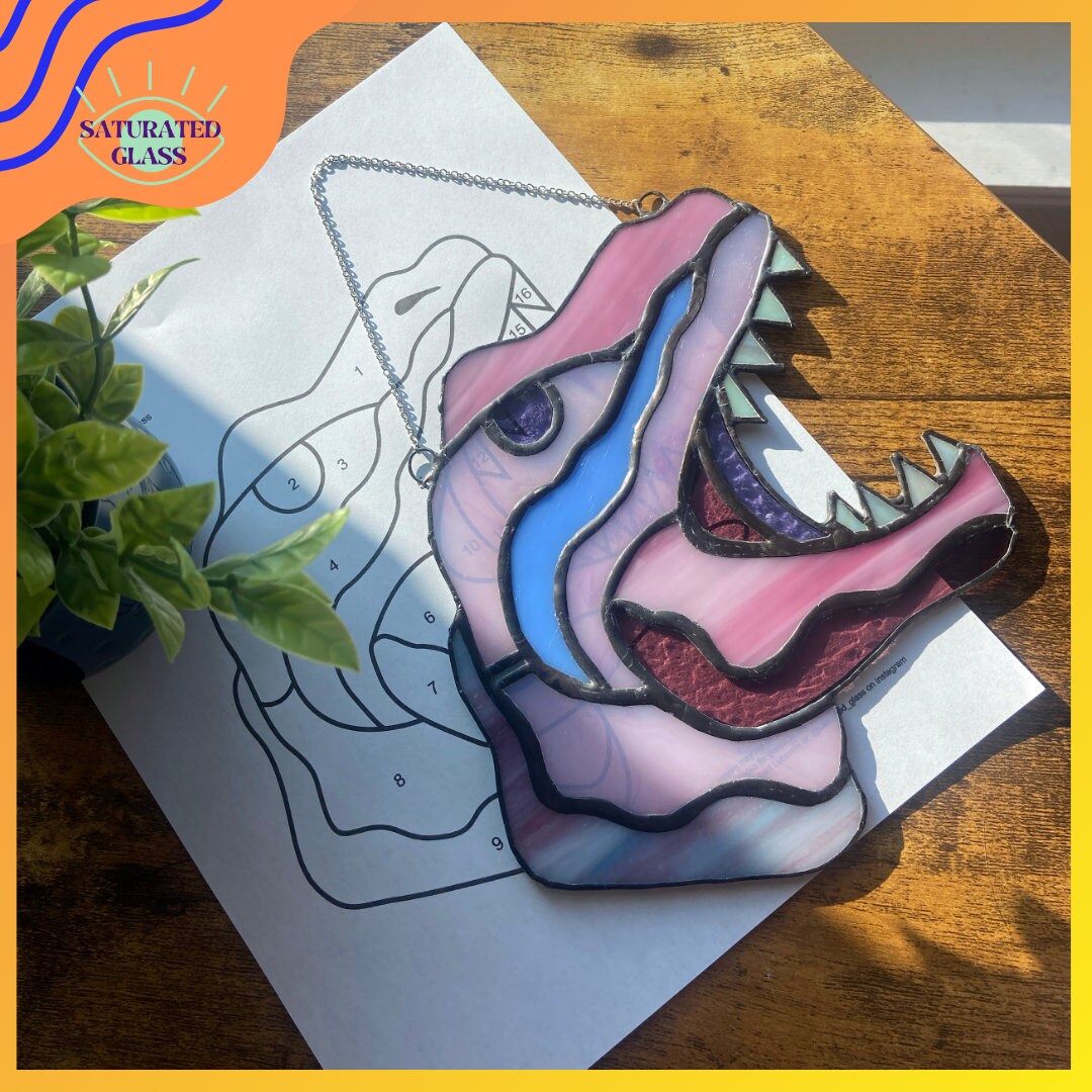 Stainedglass T-rex Head Pattern, Dinosaur Stained Glass Pattern, Craft ...