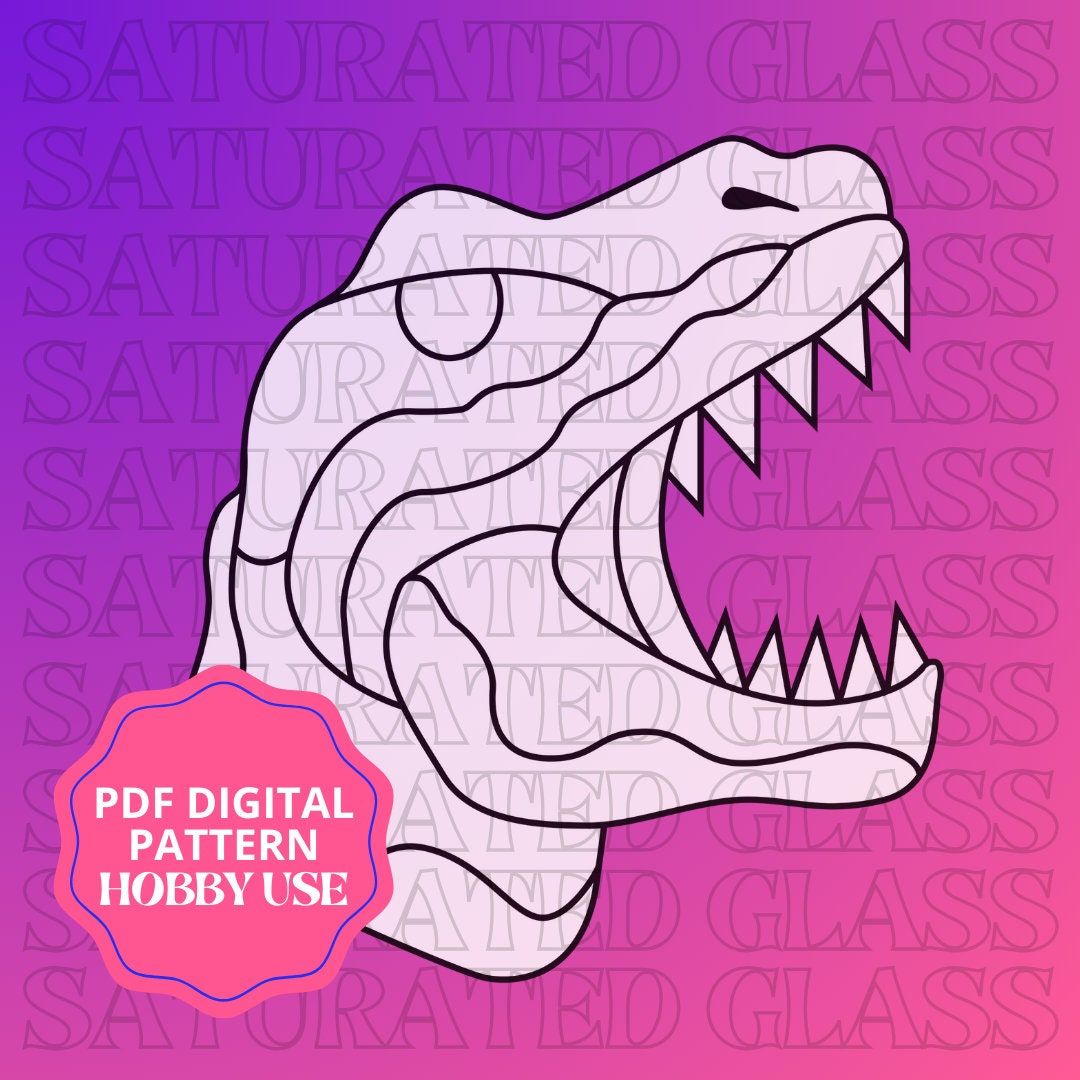Stainedglass T-rex Head Pattern, Dinosaur Stained Glass Pattern, Craft ...