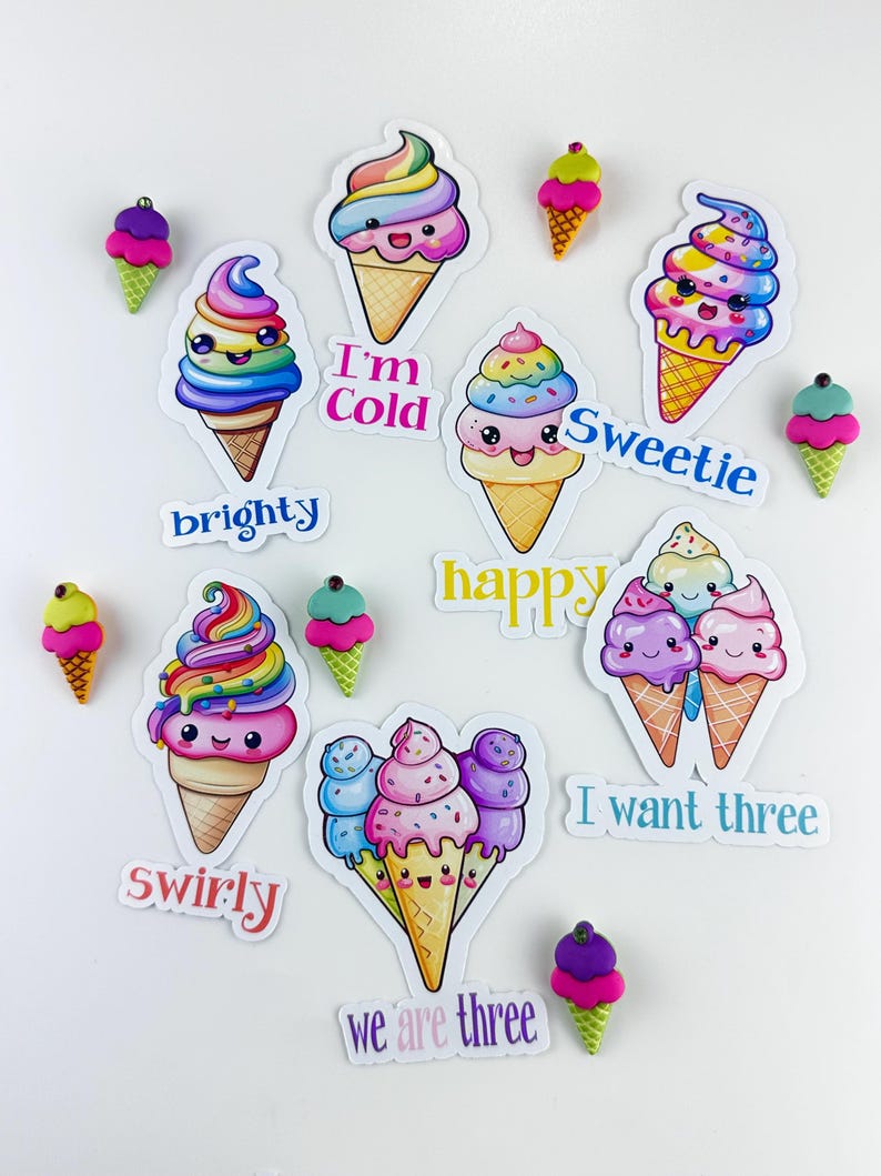 Ice Cream Vinyl Stickers, "swirly" Fun Ice Cream Soft Colors. 3.23 - Etsy