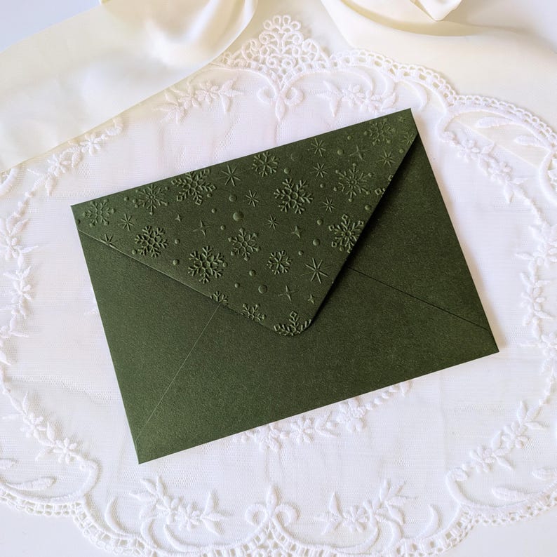Snowflake Embossed Envelopes - A7 Size | Customizable Winter and ...